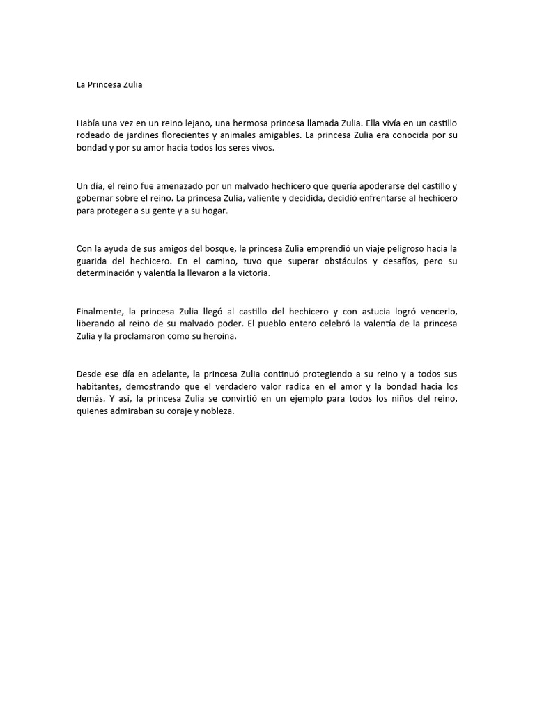Cuento Princesa Zulia | PDF