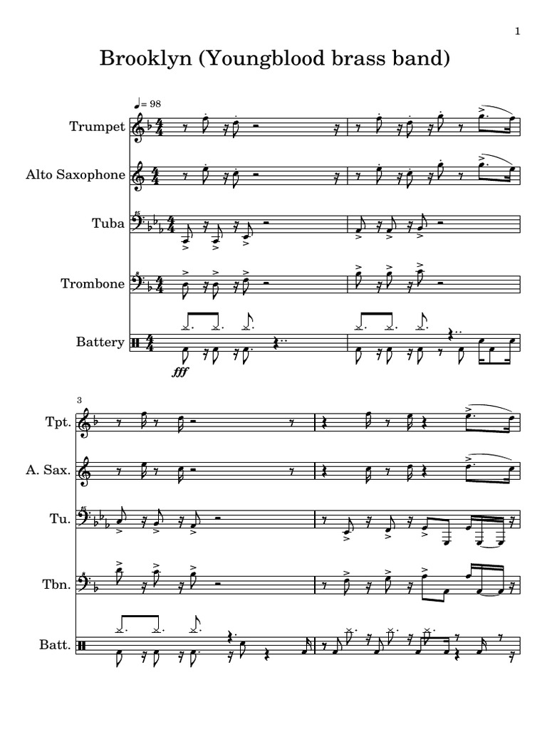 Brooklyn Youngblood Brass Band Score | PDF | Music Technology ...