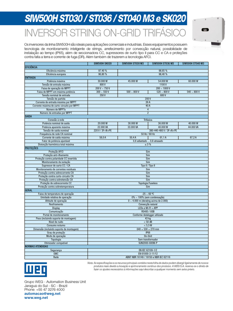 DATASHEET - SIW500H - ST030 - ST036 - ST040 M3 - e - SK020 - Web | PDF | Eletromagnetismo ...