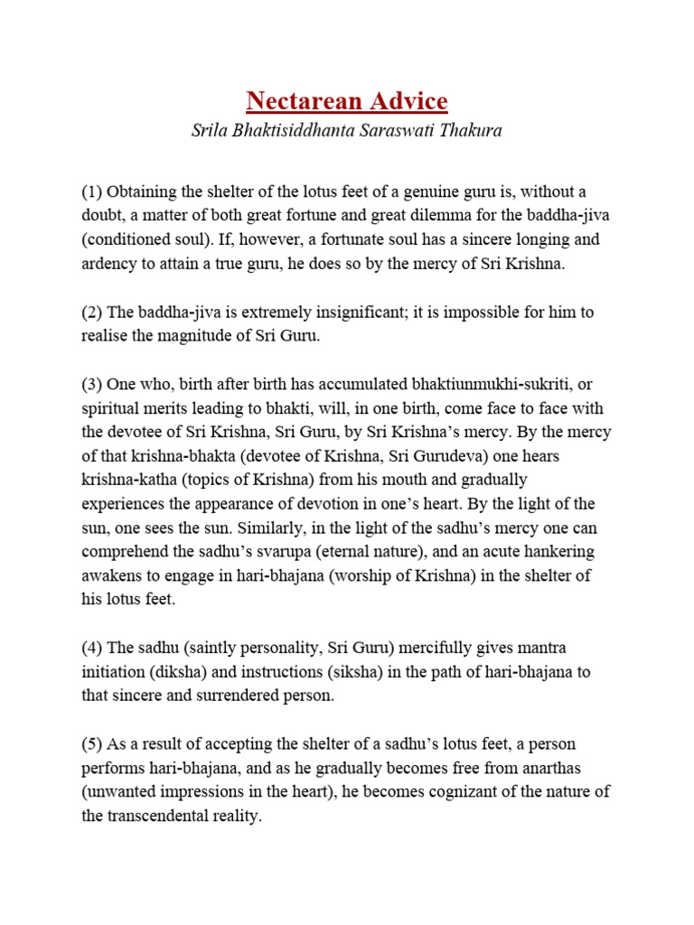 Nectarean Advice by SBST | PDF | Bhakti | Vaishnavism