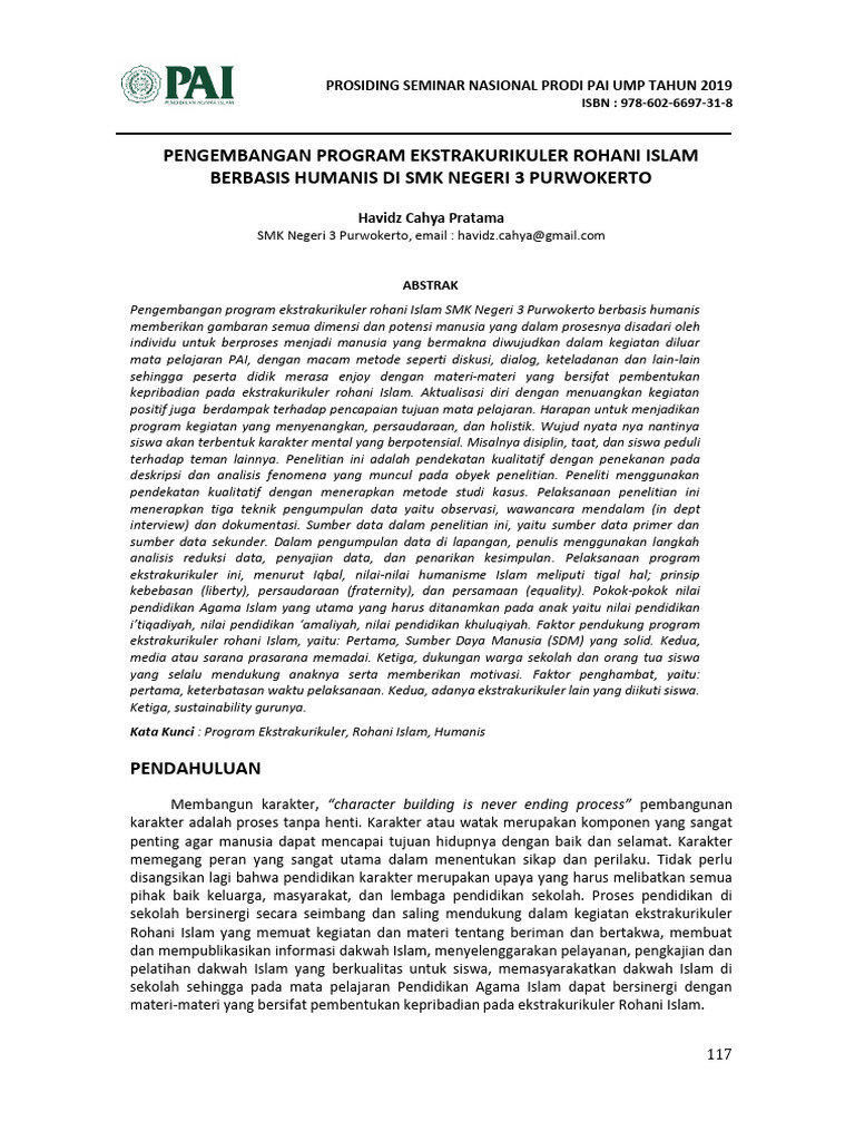 Pengembangan Program Ekstrakurikuler Rohani Islam | PDF