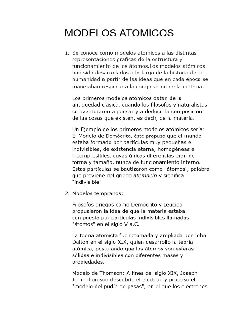 Modelos Atómicos y Estructura Atómica | PDF | Átomos | Núcleo atómico