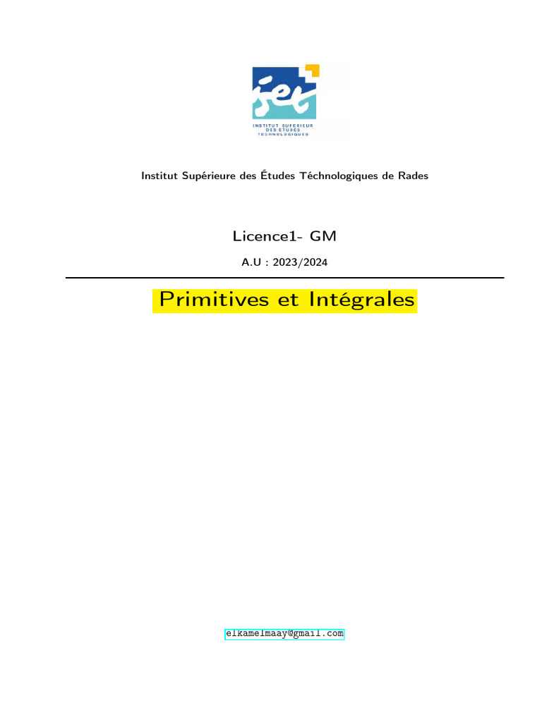 Primitives et Intégrales : Exercices Corrigés | PDF | Intégral | Calcul