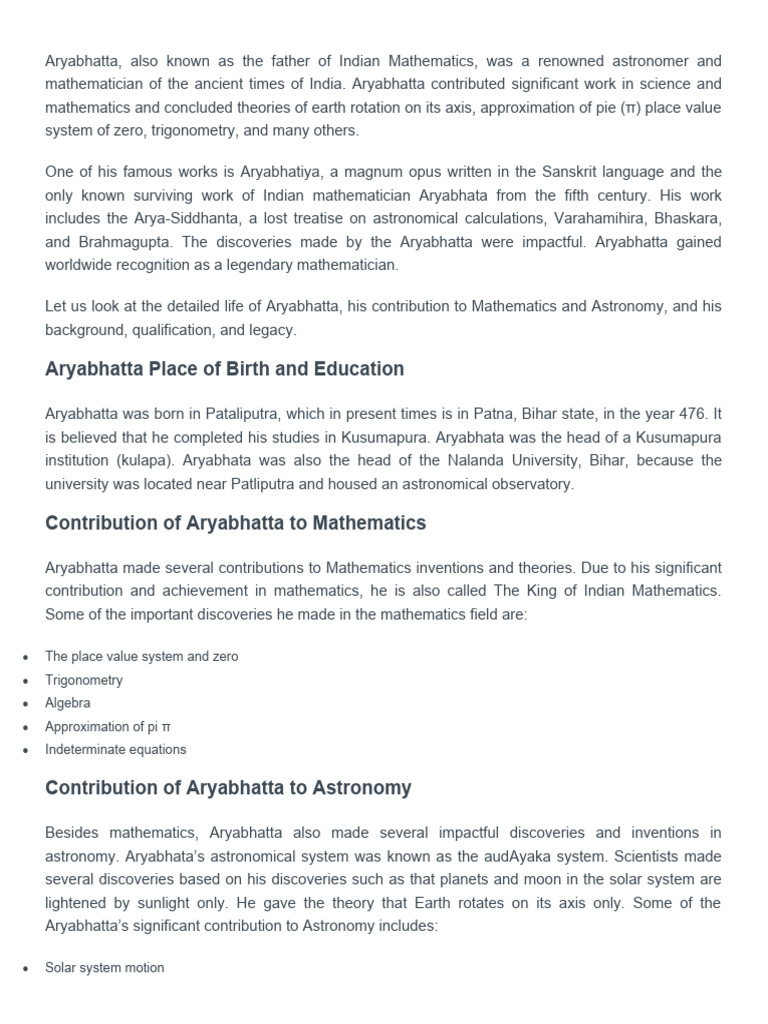 Aryabhatta | PDF | Astronomy | Mathematics