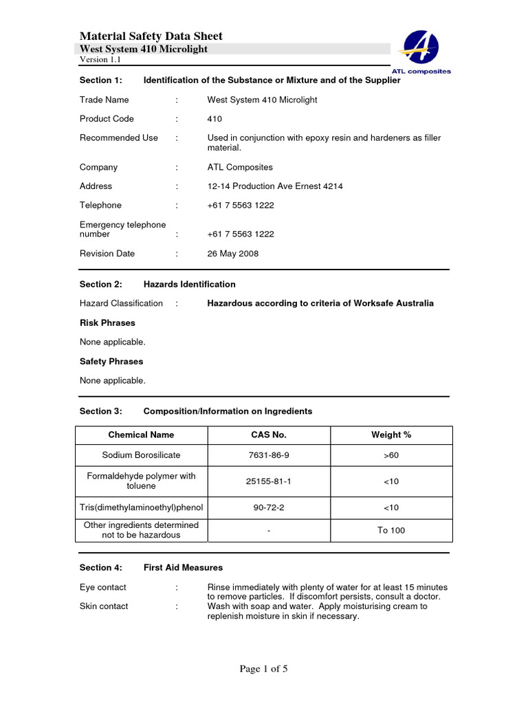 410 MSDS 210708 | PDF | Dangerous Goods | Pollution