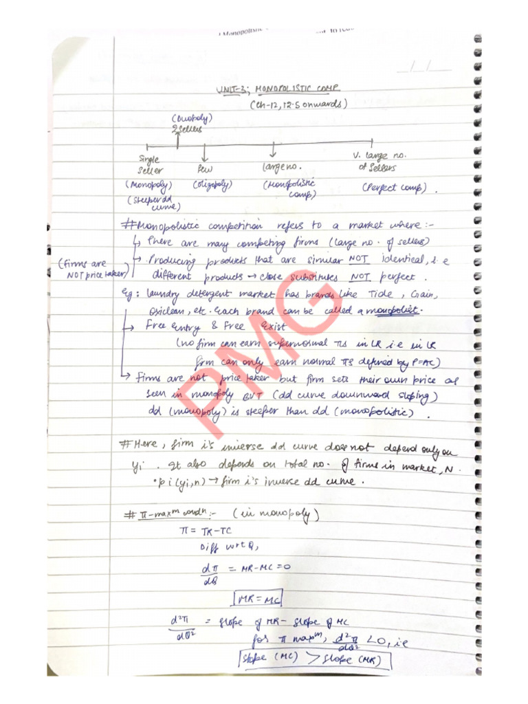 PMG - Monopolist Comp Unit-3 Notes | PDF