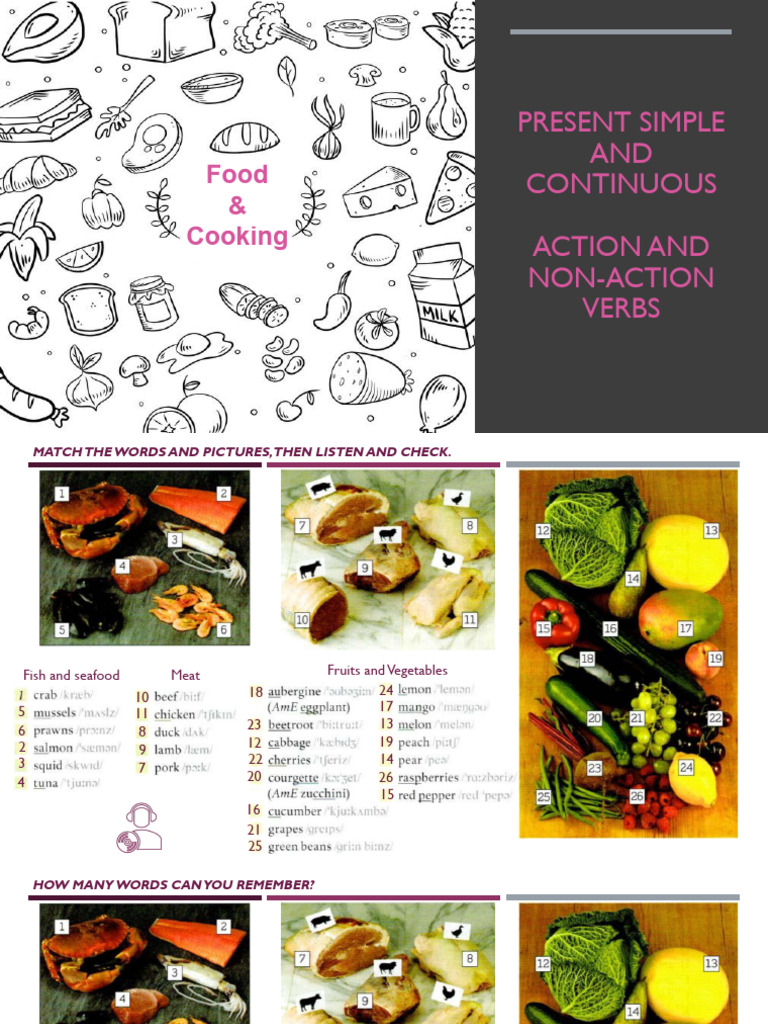 1A - Present Simple and Continuous - 1A Food and Cooking | PDF | Verb ...