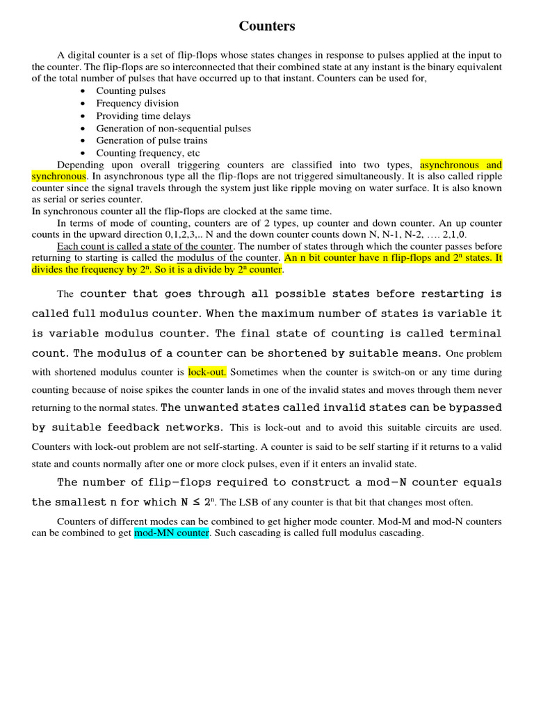 Understanding Digital Counters and Types | PDF | Electronics | Computer ...