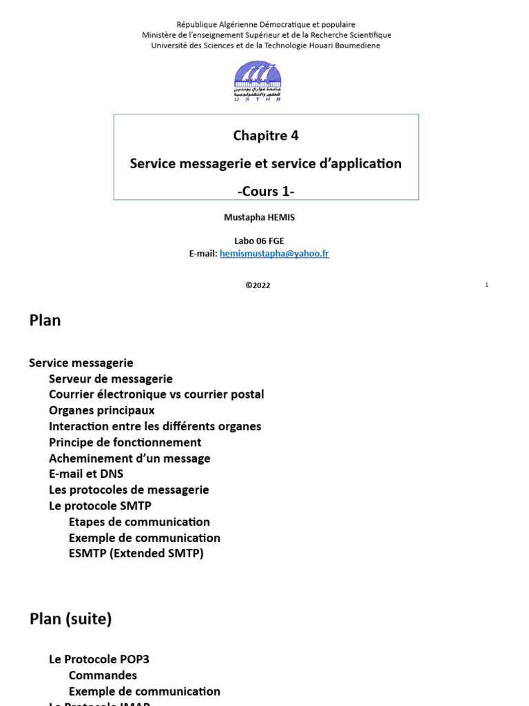 Fonctionnement des Services de Messagerie | PDF | Système de noms de domaines | Serveur ...
