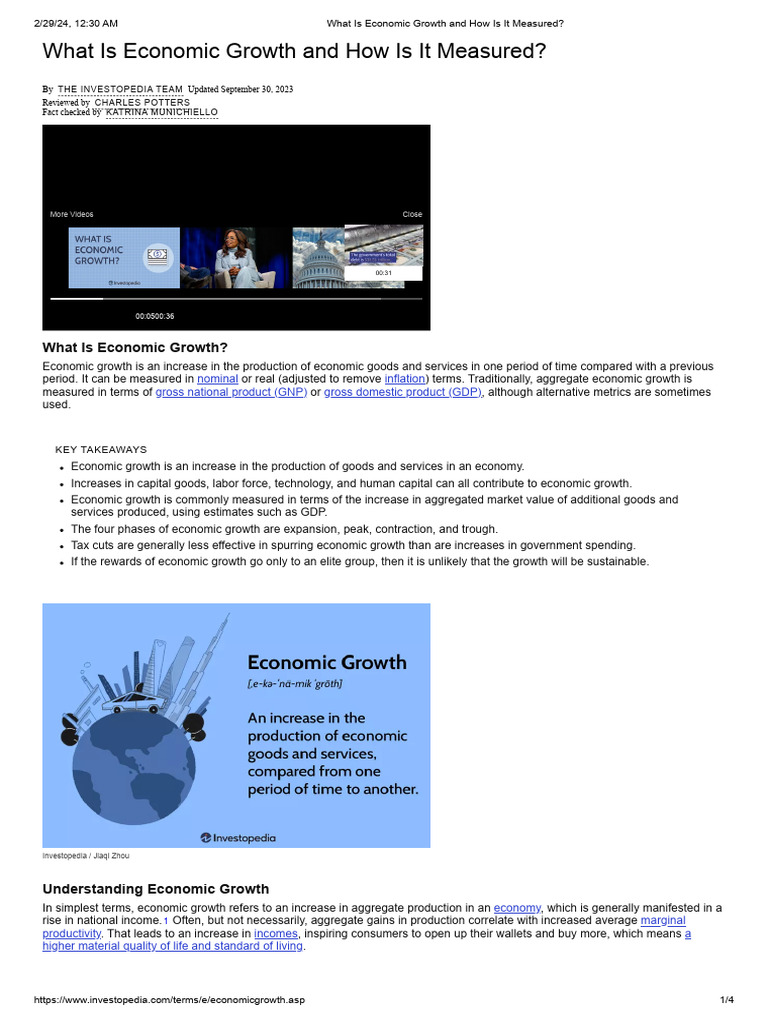 What Is Economic Growth and How Is It Measured | PDF | Economic Growth ...