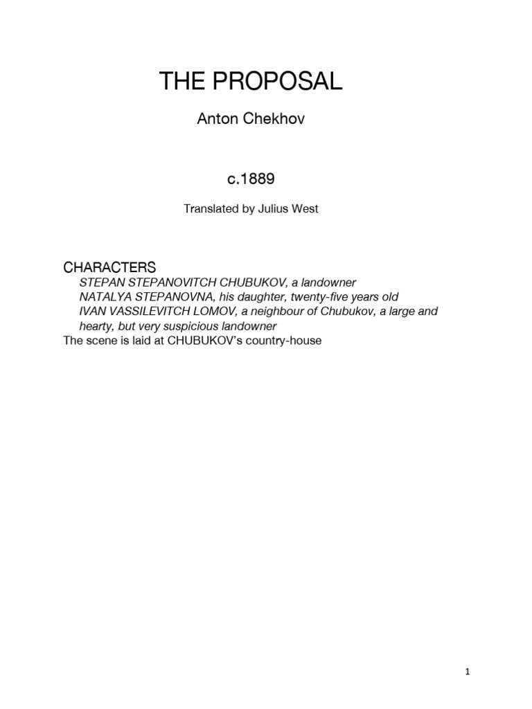 The Proposal Anton Chekhov | PDF
