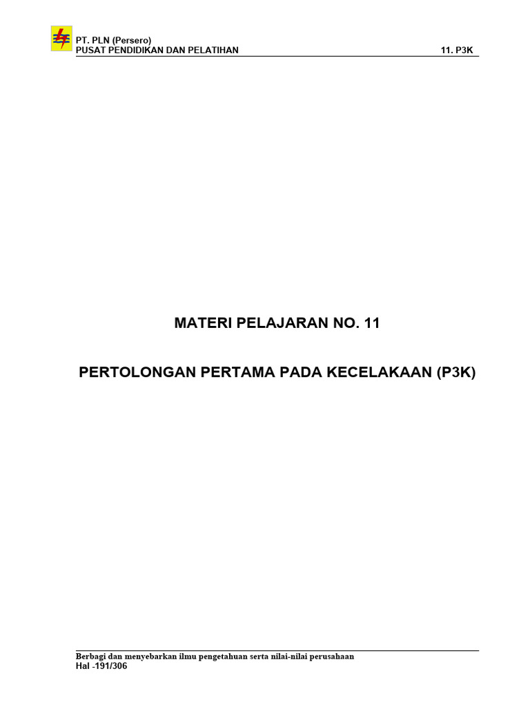 11.pertolongan Pertama Pada Kecelakaan (P3K) . | PDF