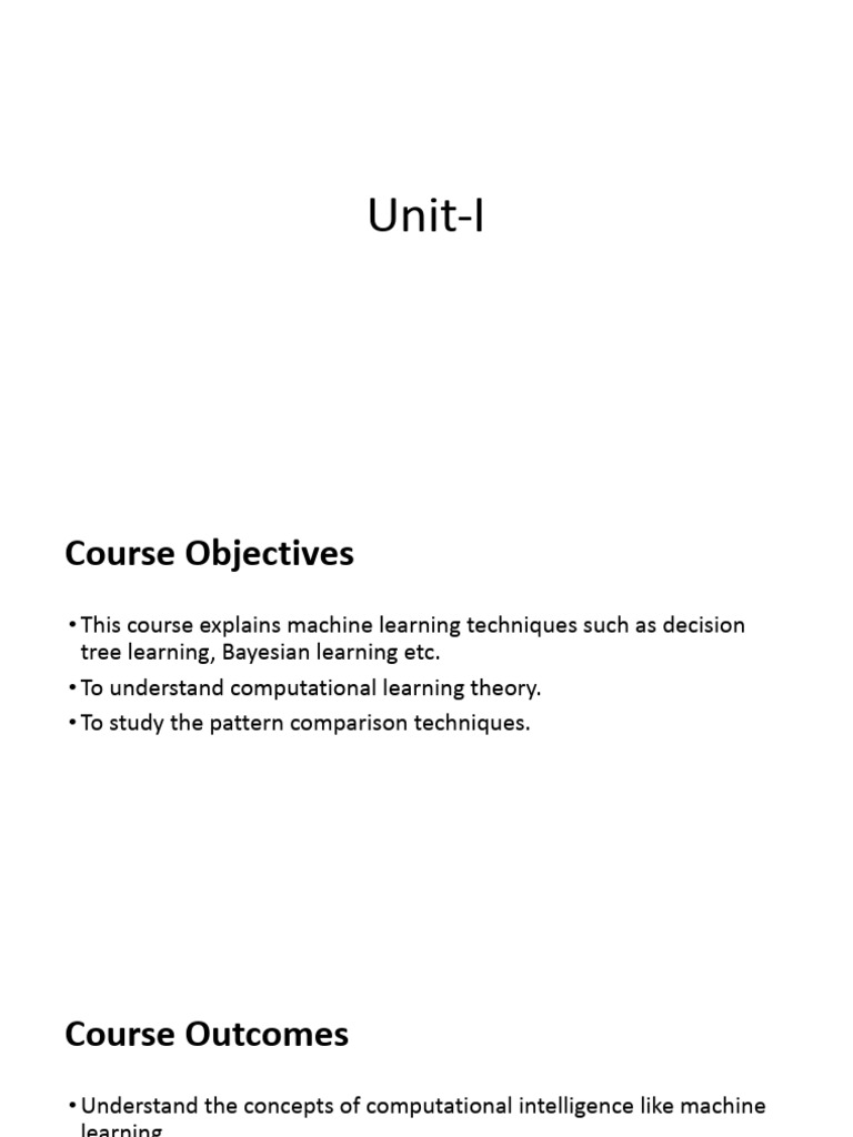 Ml Unit I Pdf Machine Learning Function Mathematics 7051