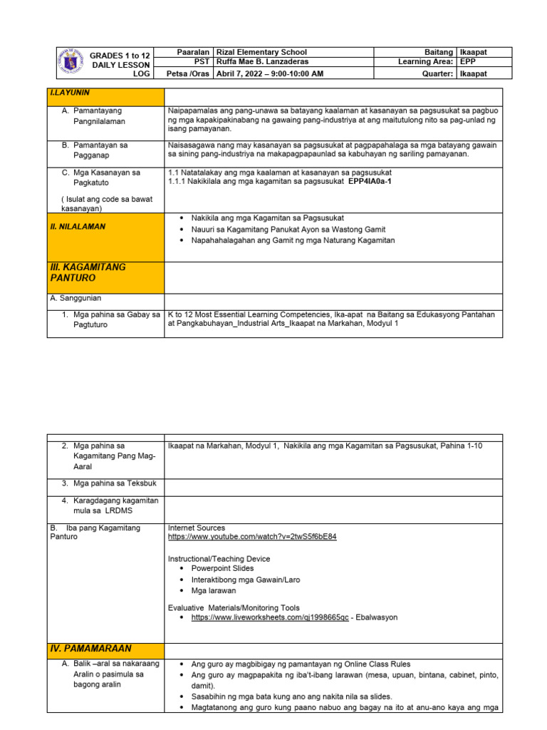 Lesson Plan - EPP4 | PDF
