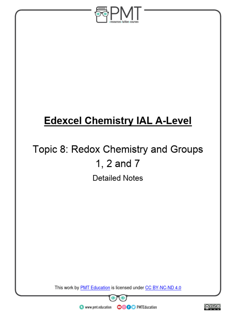 Redox Chemistry and Groups 1, 2 and 7 | PDF | Redox | Hydroxide