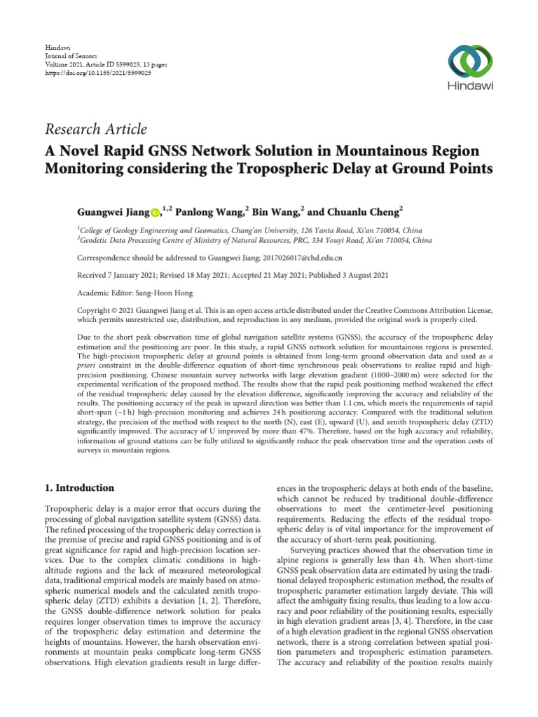 A Novel Rapid GNSS Network Solution in Mountainous Region Monitoring Considering The ...
