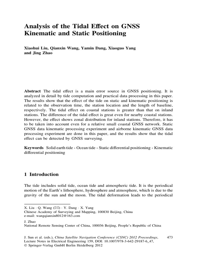 Analysis of The Tidal Effect On GNSS Kinematic and Static Positioning | PDF | Tide | Surveying