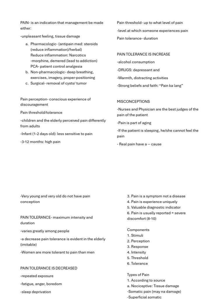 Topic 1 Pain MS 1 Notes | PDF | Pain | Pain Management