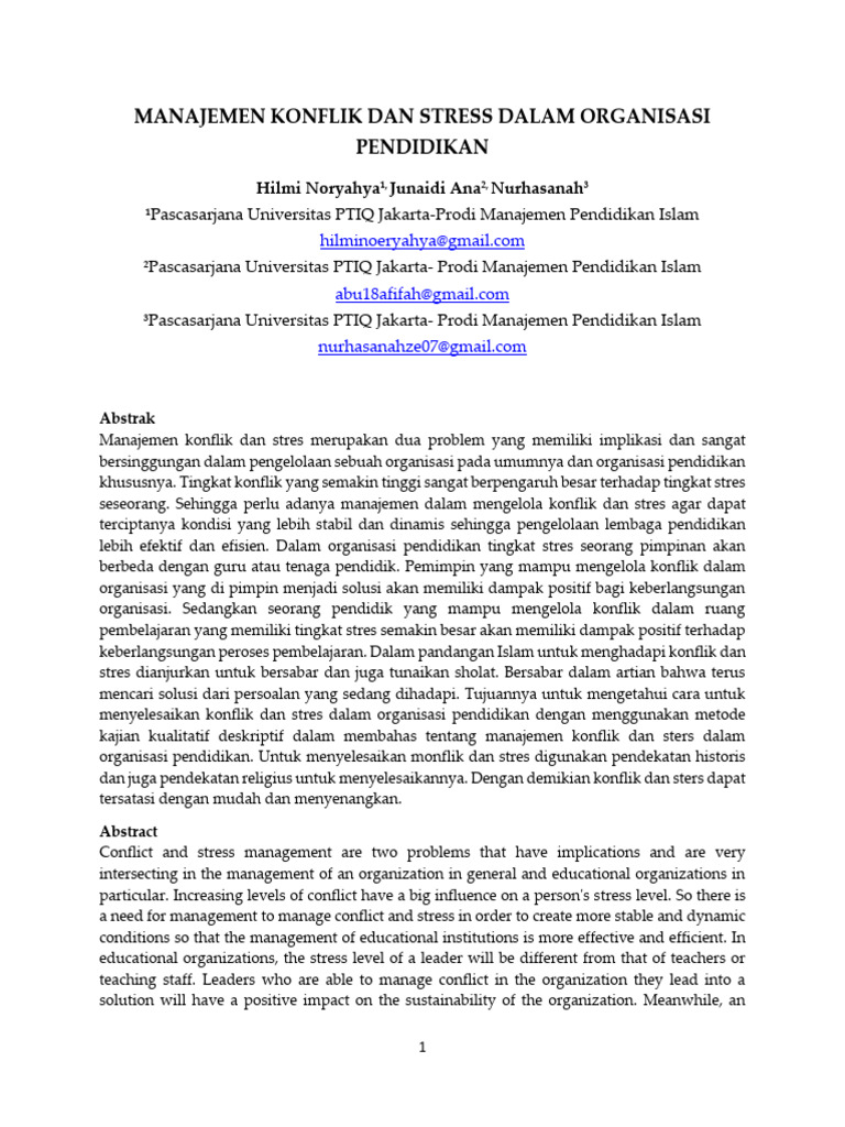 06 - Manajemen Konflik Dan Stress Dalam Organisasi Pendidikan | PDF