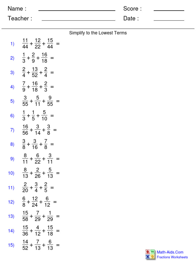 fractions_adding_subtracting_three | PDF | Division (Mathematics) | Arithmetic