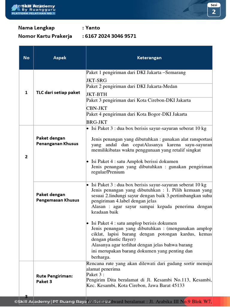 TPM 1 Menentukan Kode Resi, Jenis, Dan Rute - Yanto | PDF