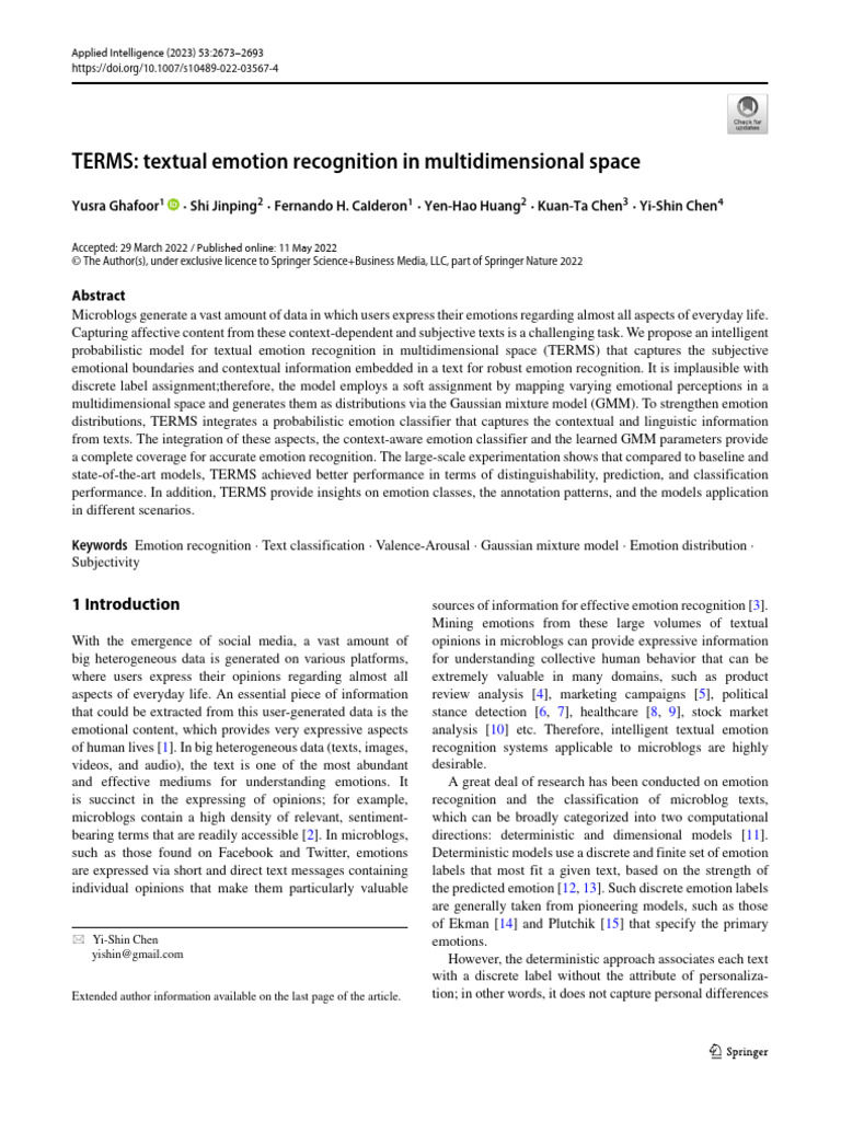TERMS: Textual Emotion Recognition in Multidimensional Space | PDF ... TERMS: Textual Emotion Recognition in Multidimensional Space | PDF ...