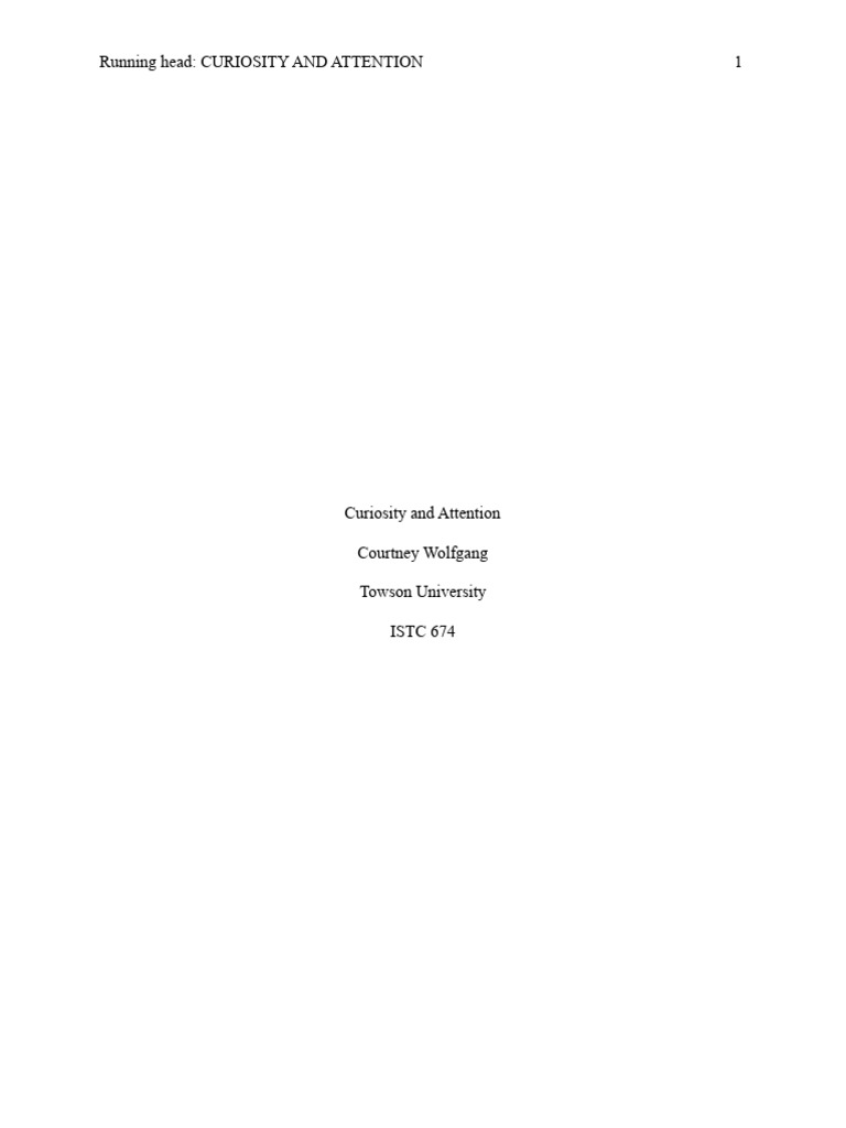 Istc 674 Attention in The Virtual Space | PDF | Curiosity | Learning