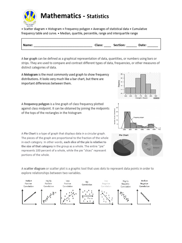 Revision Worksheet # 11 Mathematics (Statistics) P1& P2 - Term 2 (Grade ...