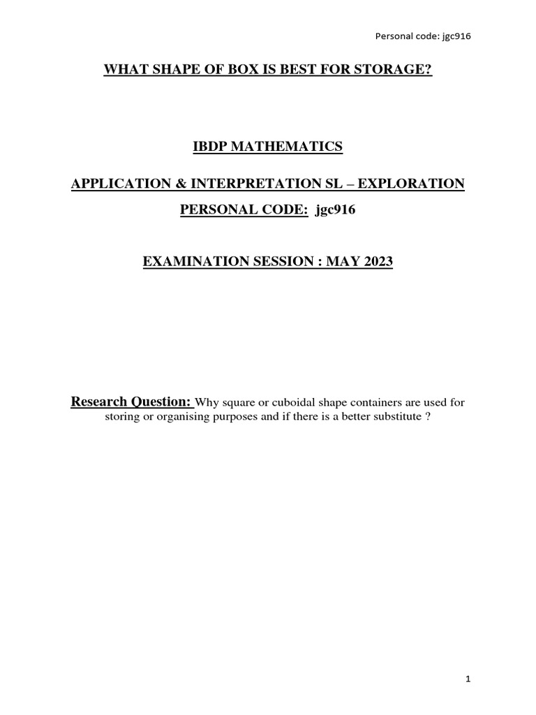 MATH AI SL IA jgc916 Annotated | PDF | Volume | Area