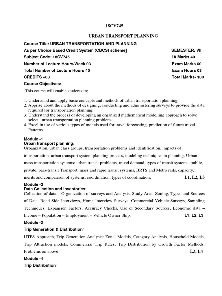 URBAN TRANSPORT PLANNING notes 18cv745 (2) | PDF | Public Transport ...