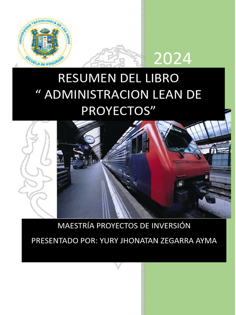 Resumen Final Lean Administracion de Proyectos | PDF | Gestión de proyectos | Planificación