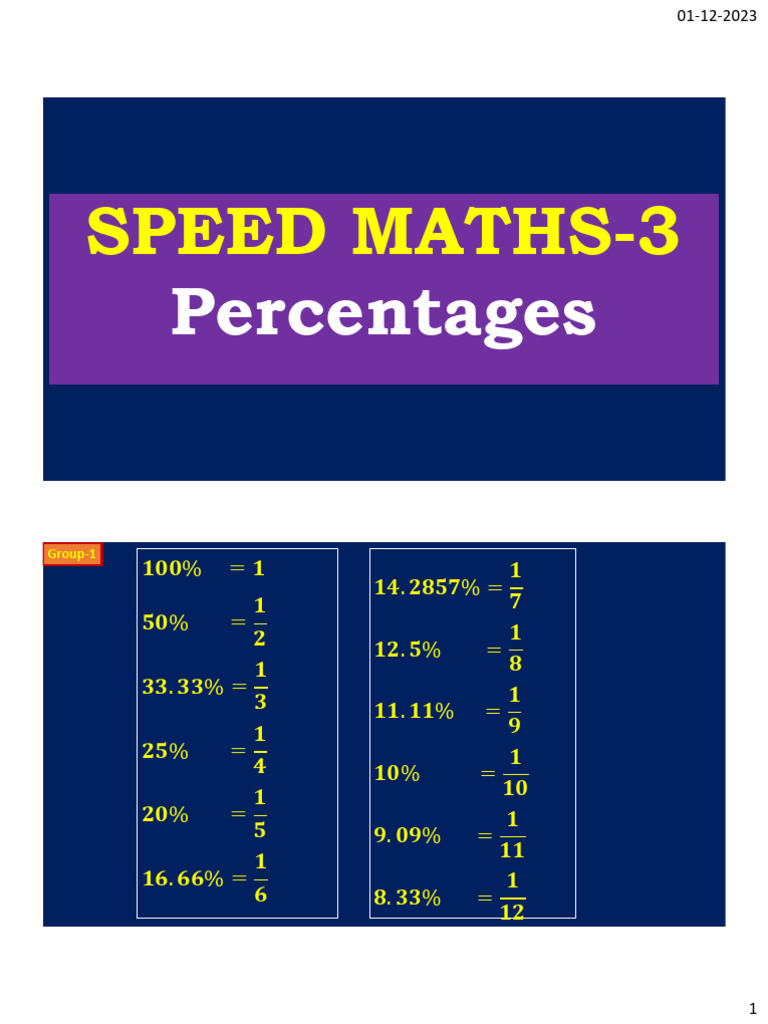 Speed Maths-3 Percentage Tricks | PDF | Percentage | Economies
