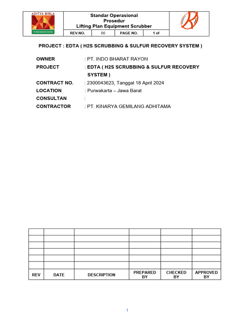 SOP Lifting Plan Equipment Scrubber | PDF