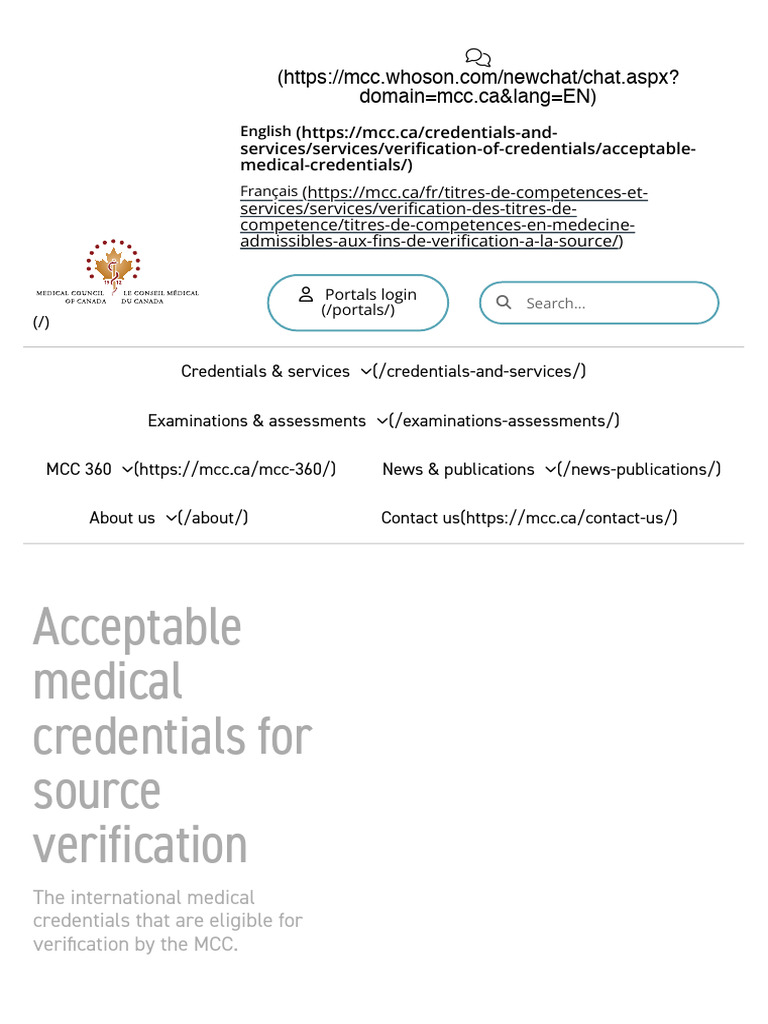 Acceptable Medical Credentials For Source Verification - Medical Council of Canada | Download ...