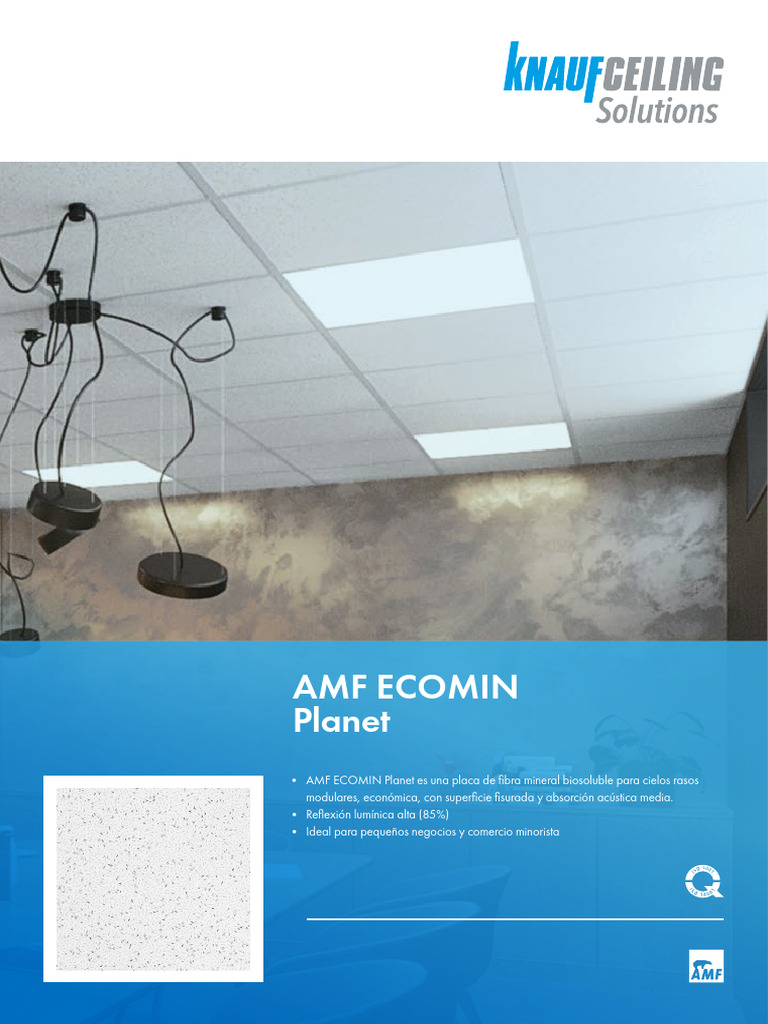 Placa AMF ECOMIN Planet para cielos rasos | PDF
