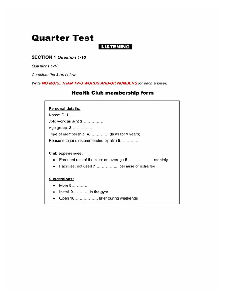 Quarter Test | PDF