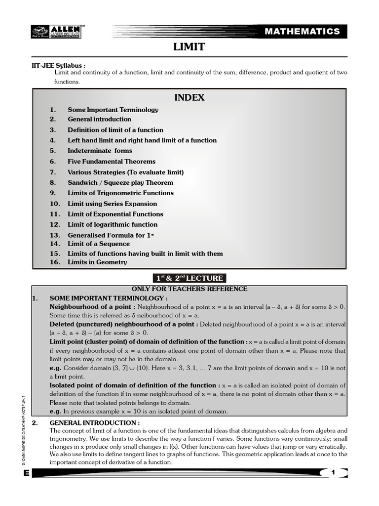 Limit Teacher | PDF | Function (Mathematics) | Limit (Mathematics)