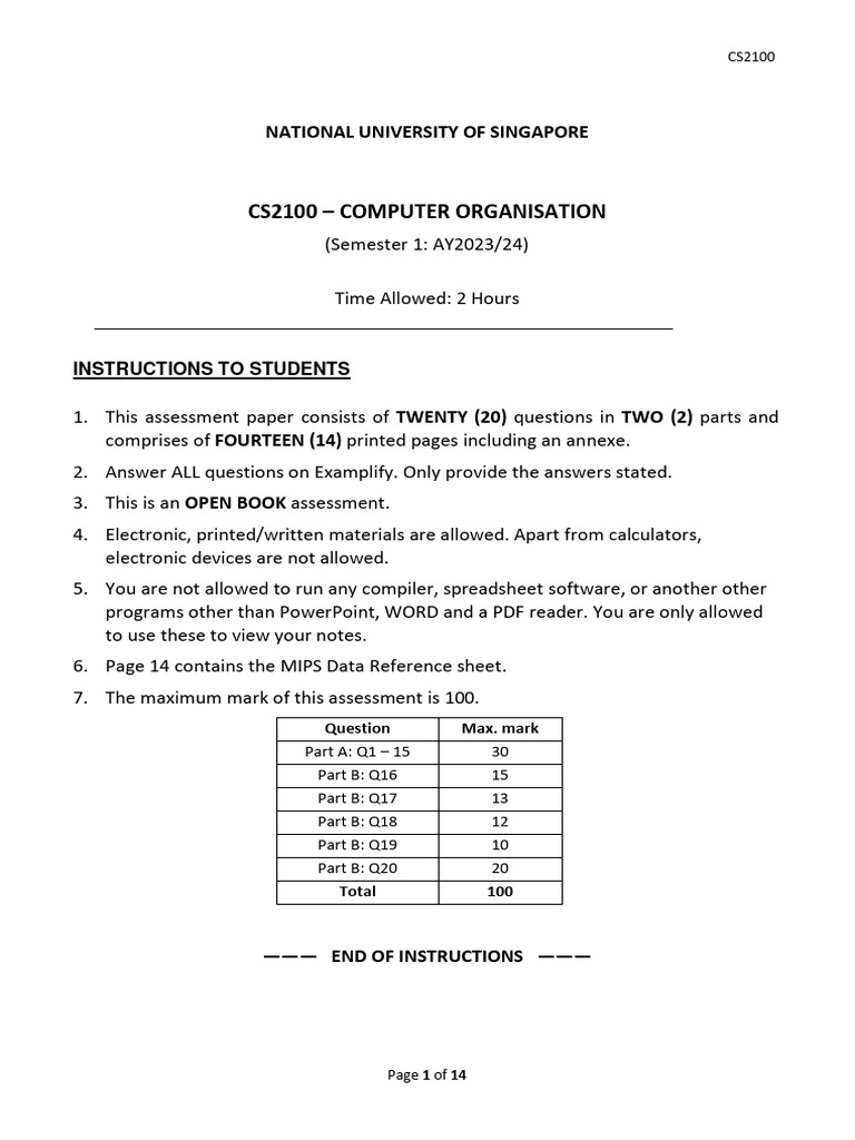 2324sem 1-CS2100 | Download Free PDF | Logic Gate | Cpu Cache