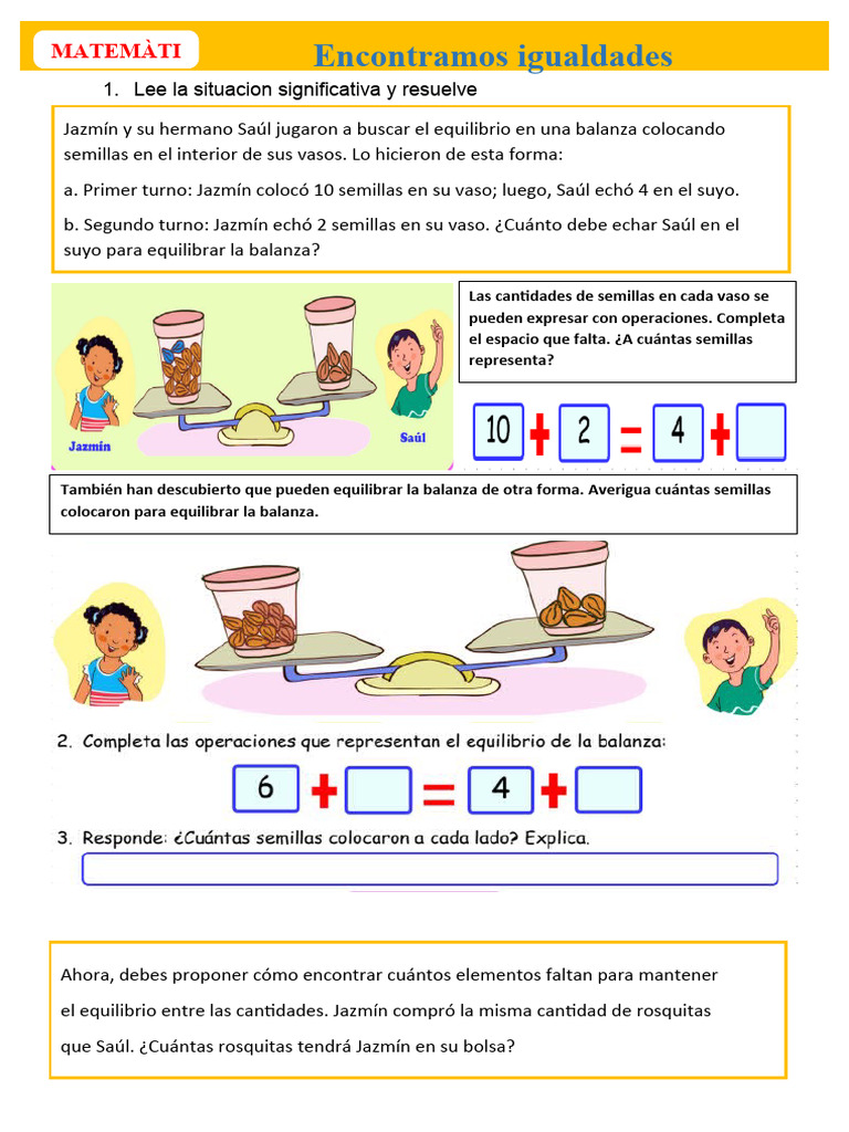 FICHA MAT. Encontramos Igualdades | PDF