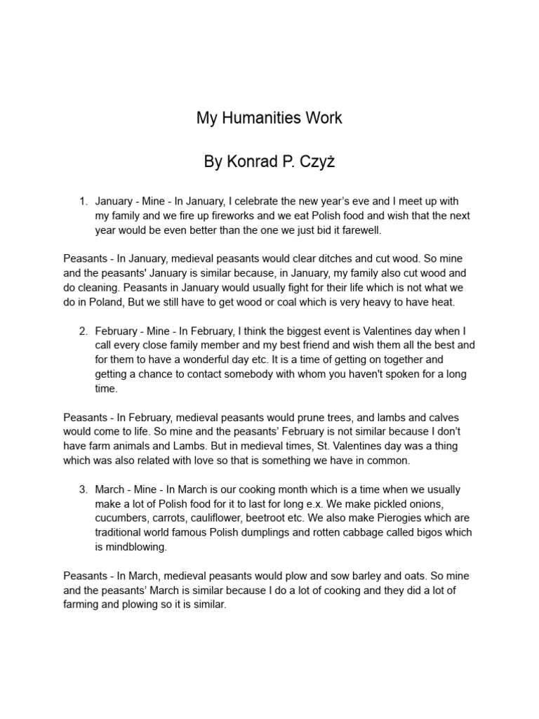 My Humanities Work | PDF | Poland | Foods