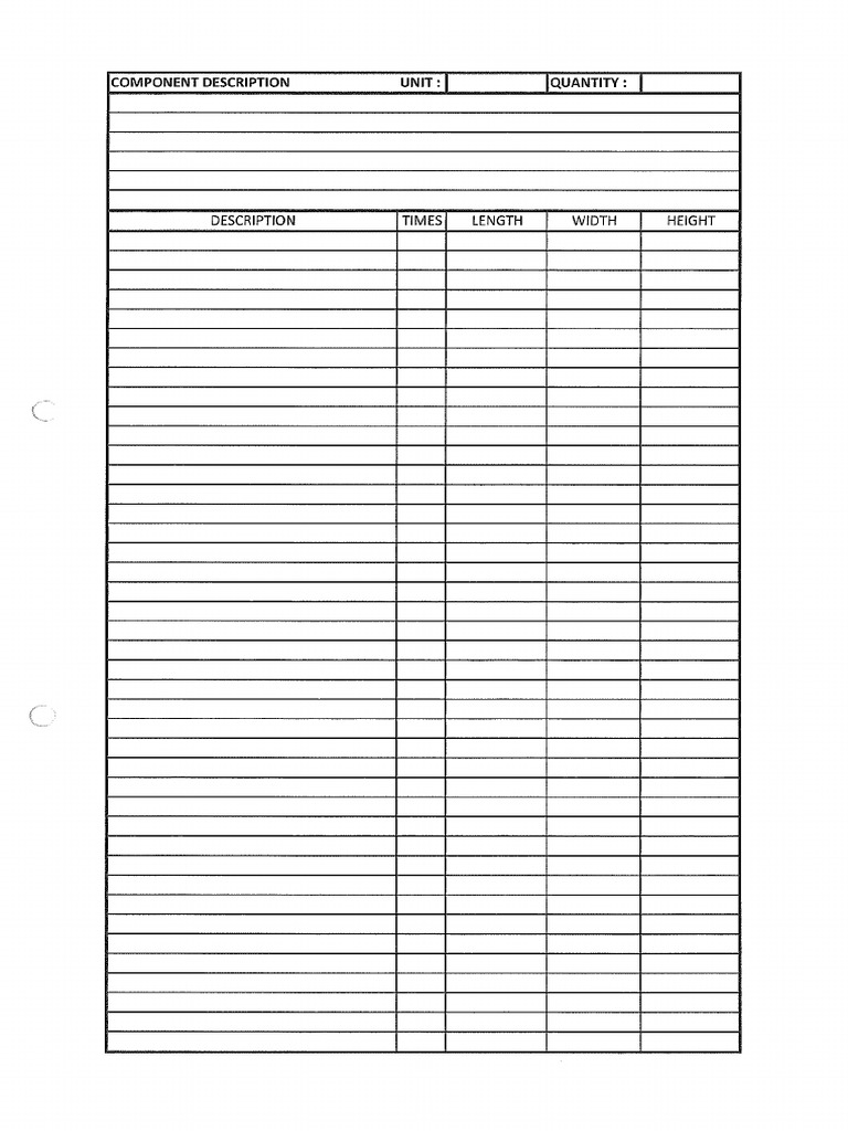 Elemental Estimating Form | PDF