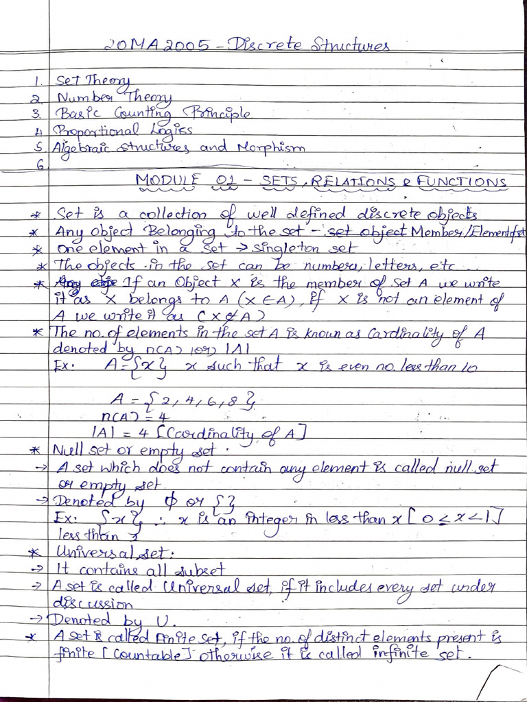 Module 01-Set Theory | PDF
