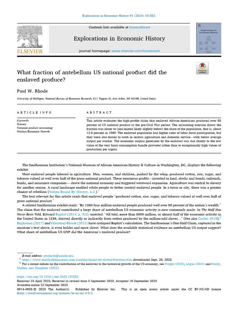 Antebellum Slavery's Economic Impact | PDF | Slavery In The United ...