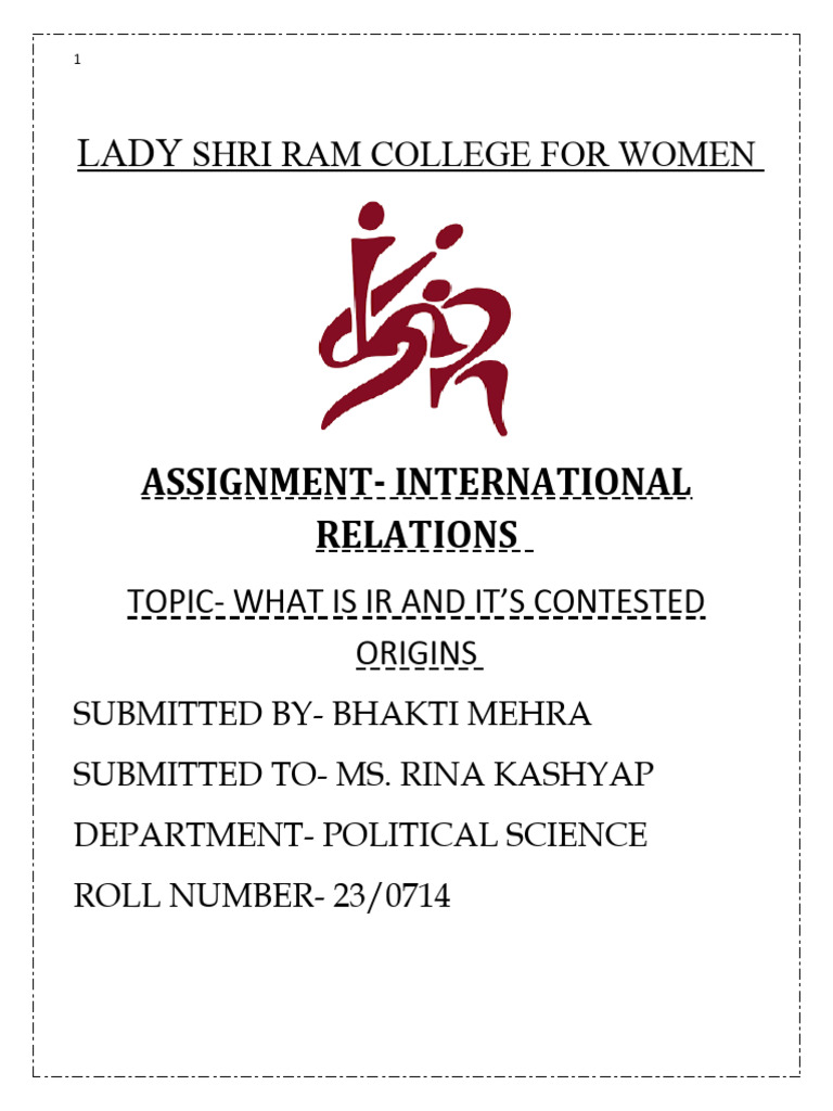 Ir Assignment | PDF | International Relations | State (Polity)