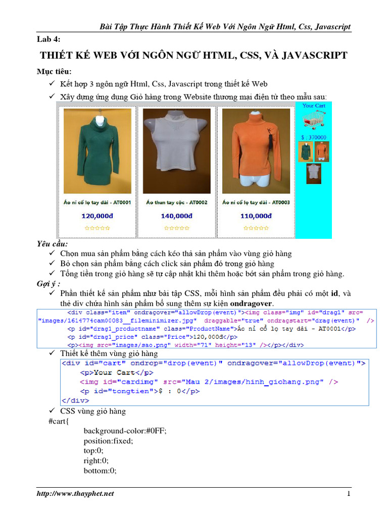 Lab04 HTMLCSSJavascript | PDF