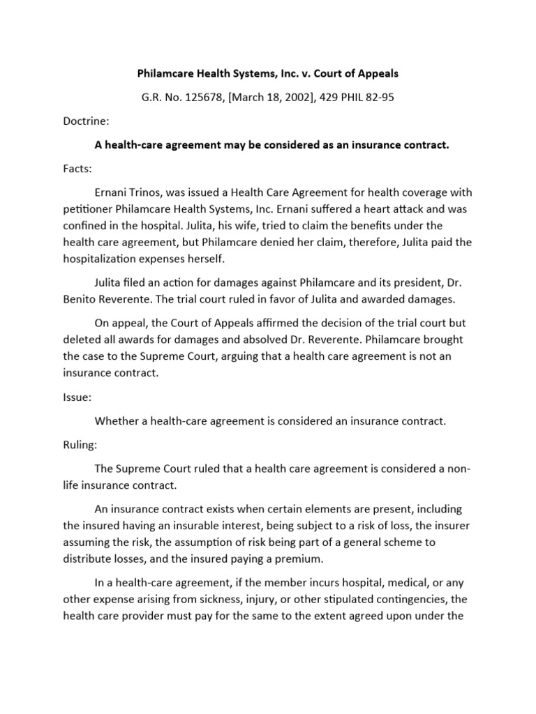Philamcare Health Systems v. CA Ruling | PDF | Law