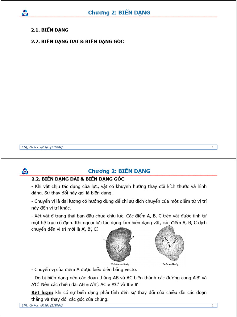Co Hoc Vat Lieu - 215004 - Chapter - 2 Bien Dang | PDF