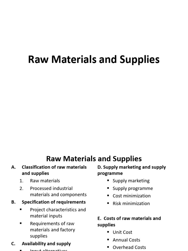 04 Raw Materials and Supplies | PDF | Supply Chain | Reliability ...