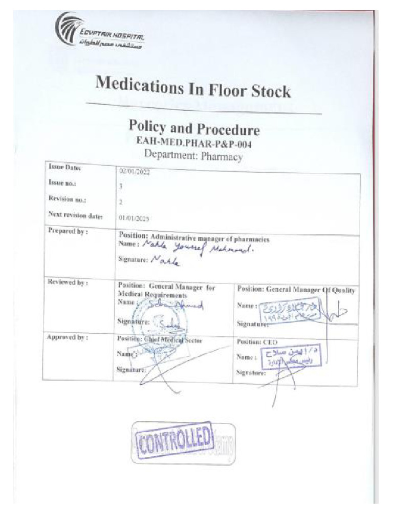 Floor Stock Medication Management Policy | PDF | Pharmacy | Nursing