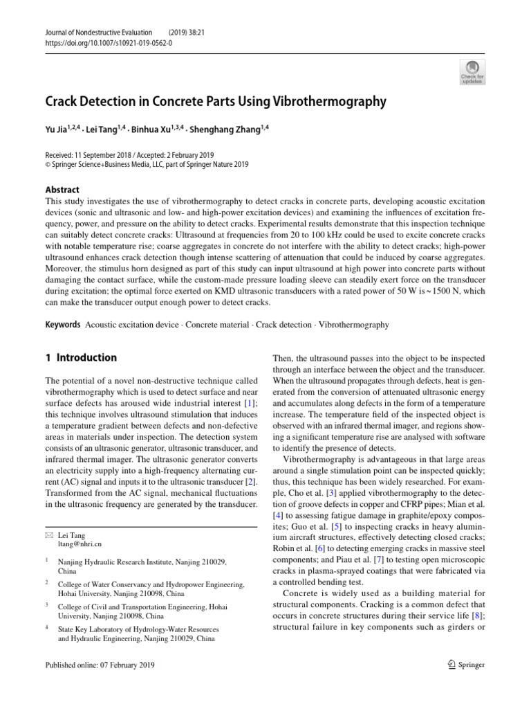 Crack Detection in Concrete Parts Using Vibrothermography | PDF ...